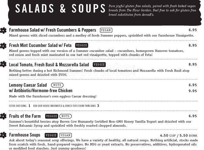 Menu at Urban Farmhouse cafe, Richmond, E Cary St