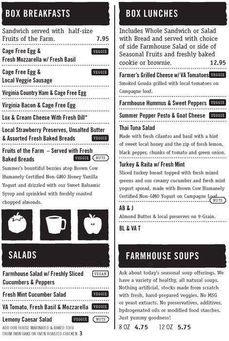 Menu at Urban Farmhouse cafe, Richmond, E Cary St