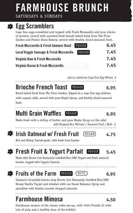 Menu at Urban Farmhouse cafe, Richmond, E Cary St