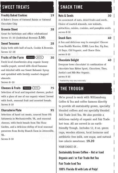 Menu at Urban Farmhouse cafe, Richmond, E Cary St