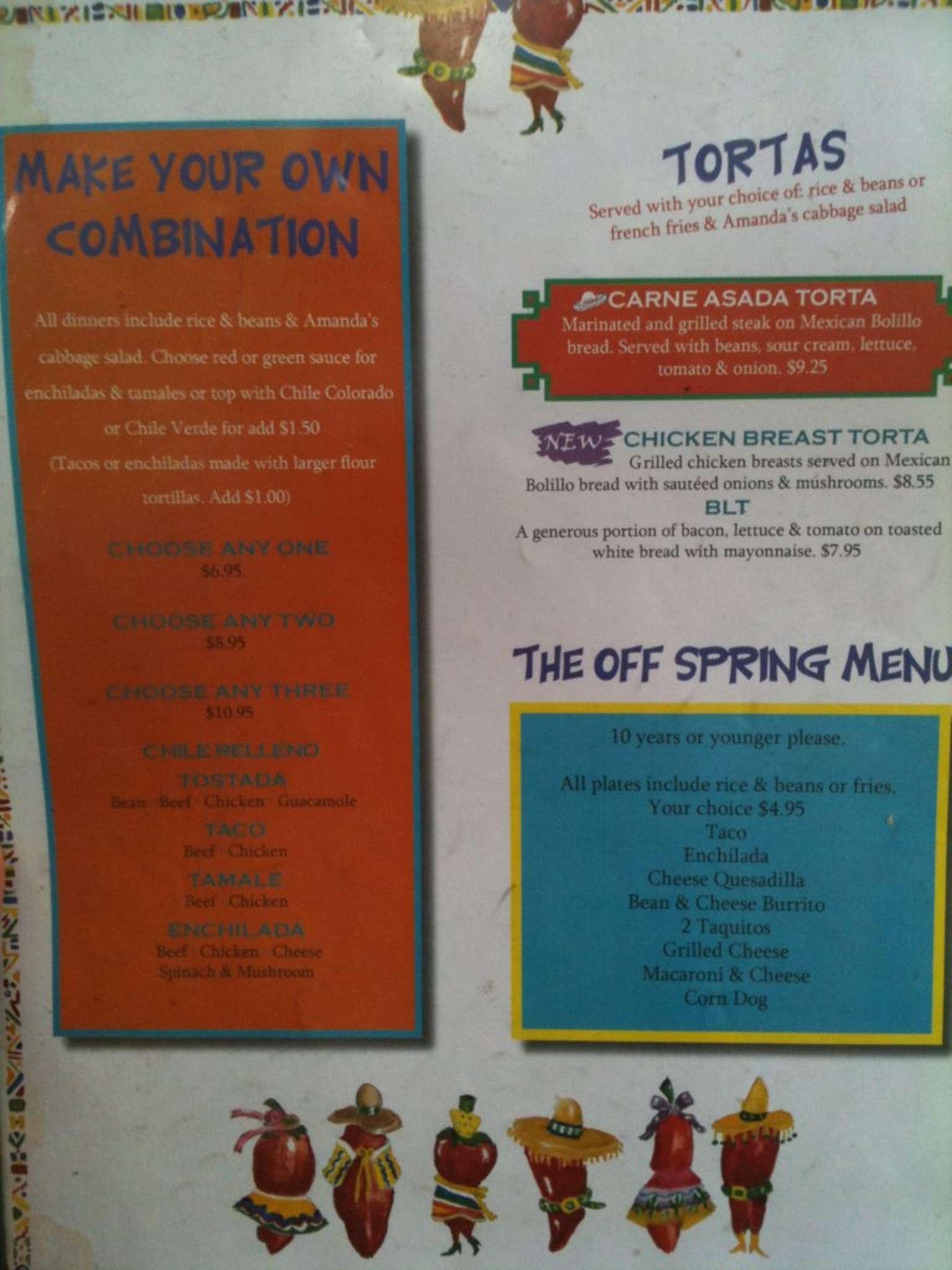 Menu at Amanda's Cantina and Fonda restaurant, Colorado Springs ...