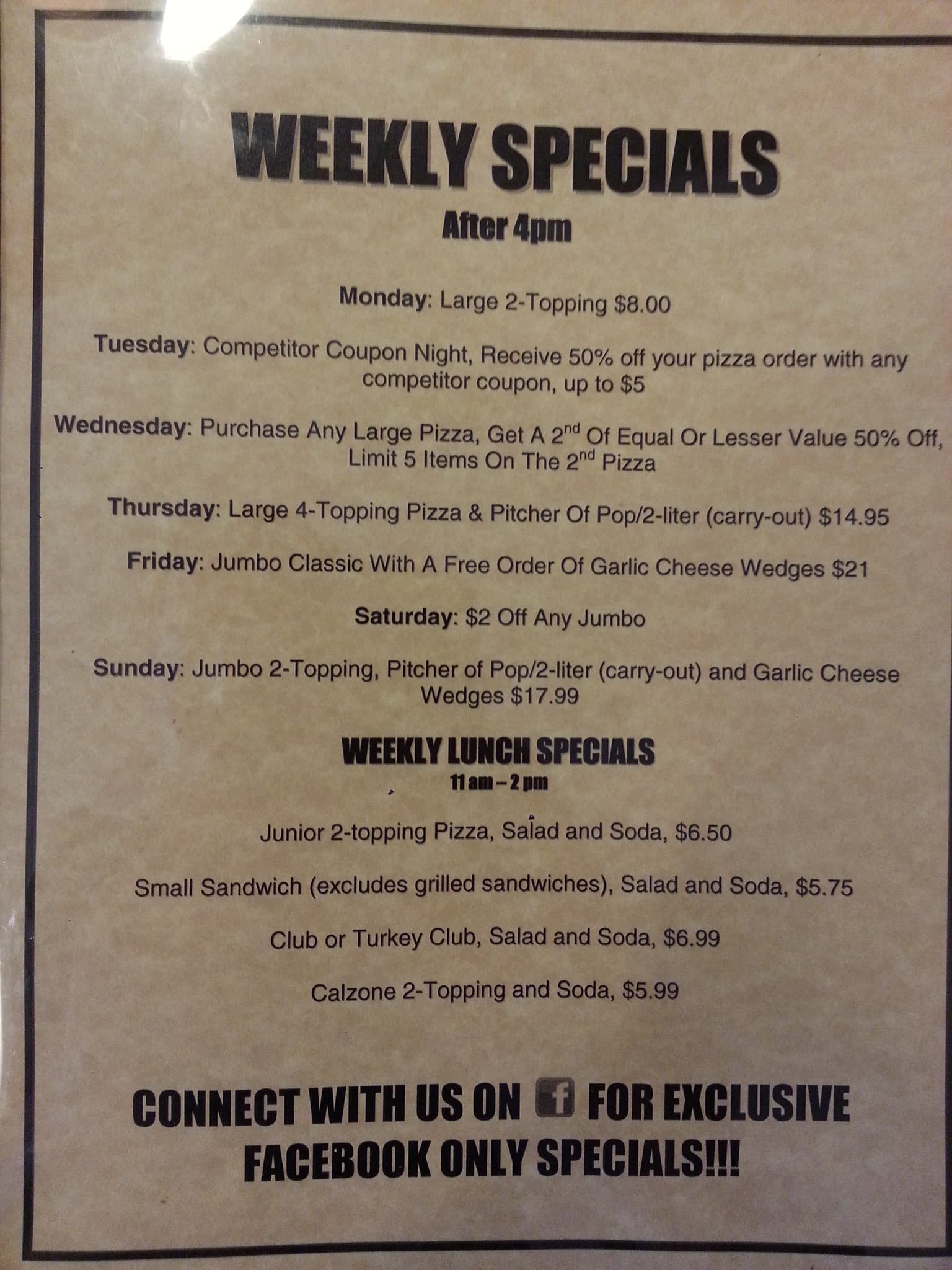 Menu at Classic Pizza pizzeria, Dayton, Taylorsville Rd