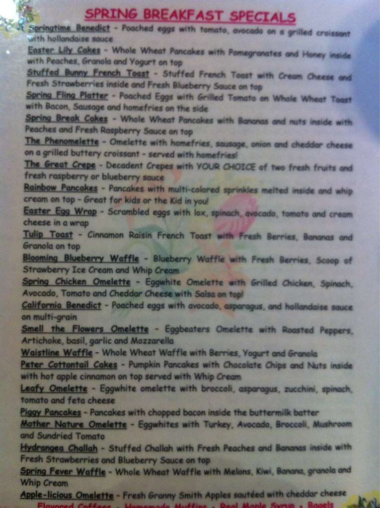 Menu at Strawberry Place restaurant, Nyack