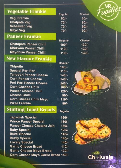Menu of VR Foodies, Naranpura, Ahmedabad