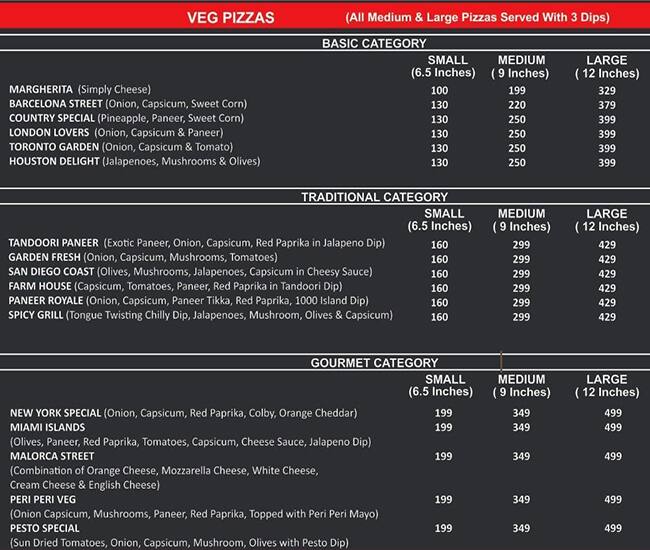Menu of Austin Pizza, Sohna Road, Gurgaon