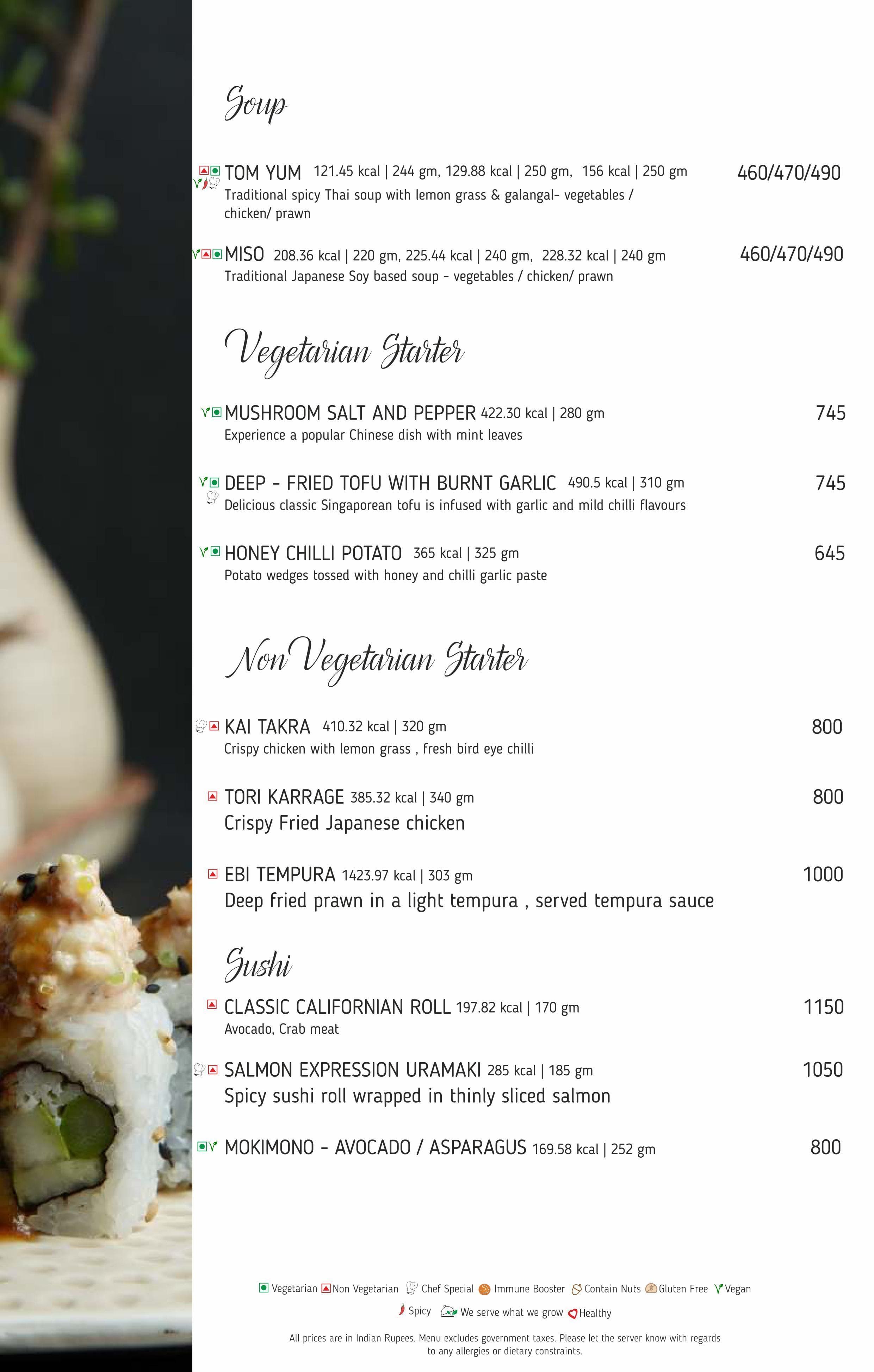 Menu of OKO - The Lalit Ashok Bangalore, Seshadripuram, Bangalore