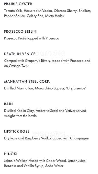 Menu at The Bar with No Name, London