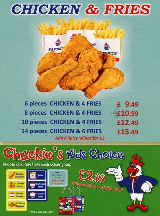 Menu at Favorite Chicken & Ribs restaurant, London, 101 Fulham Palace Rd