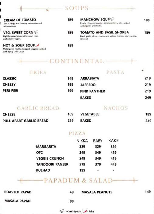 Menu at Kake Di Hatti, New Delhi, Church Mission Rd