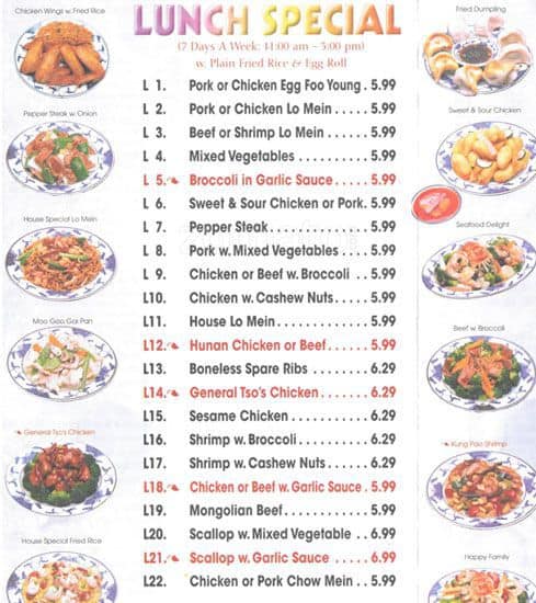 Menu at Chin Chin restaurant, Charlotte, 9013 Albemarle Rd