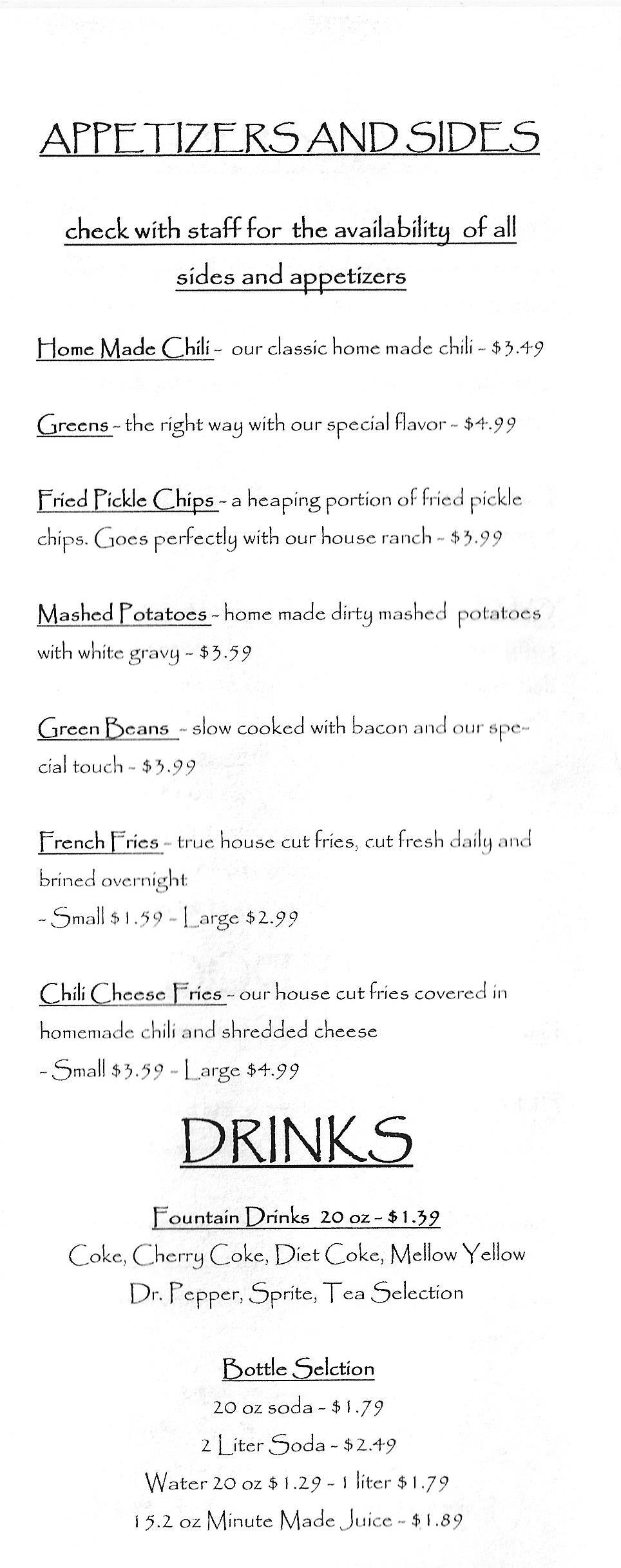 Menu at The Grill restaurant, Del City