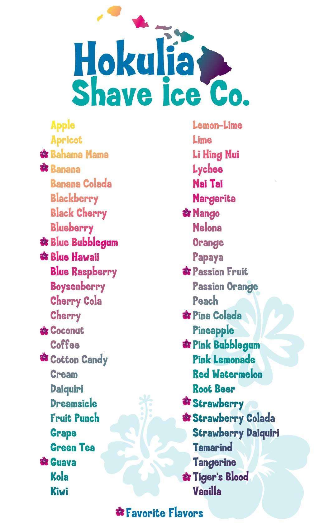 Menu at Hokulia desserts, Provo