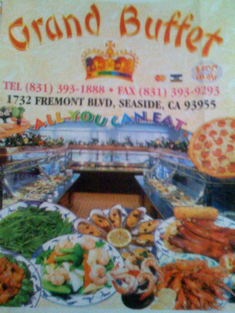 Grand Buffet Menu, Menu for Grand Buffet, Seaside, Monterey Bay ...