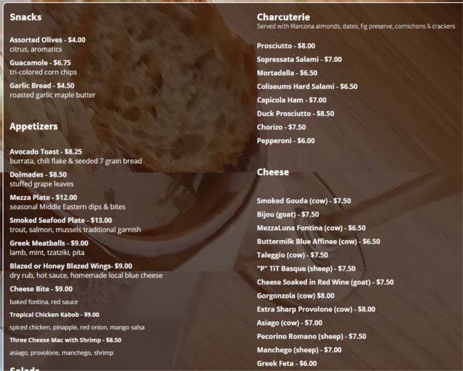 Menu at The Urban Winery pub & bar, White Oak, 949 Bonifant Street