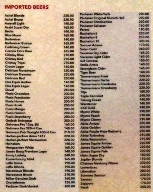 Menu at The Distillery Cebu pub & bar, Cebu City