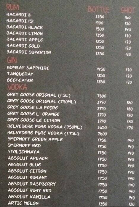 Menu at LIV Super Club, Cebu City, City Time Square