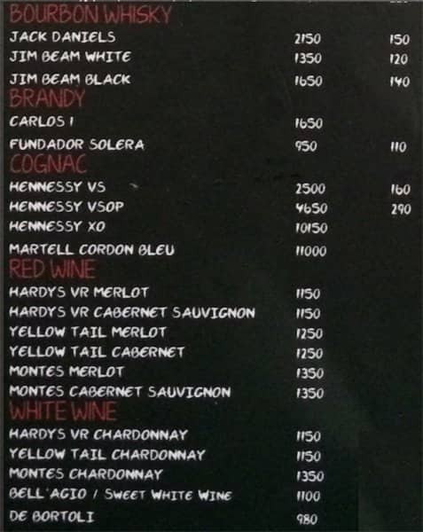 Menu at LIV Super Club, Cebu City, City Time Square