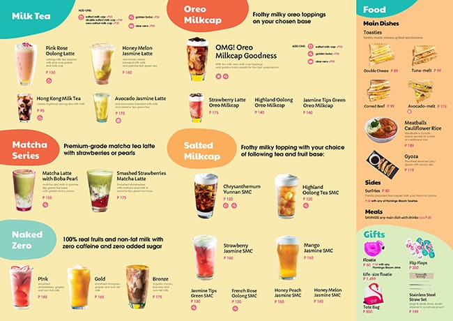 Menu at Flamingo Bloom, Quezon City, The Block