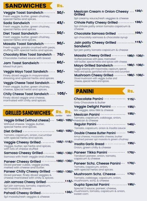 Menu of Gupta Sandwich, New Panvel, Navi Mumbai