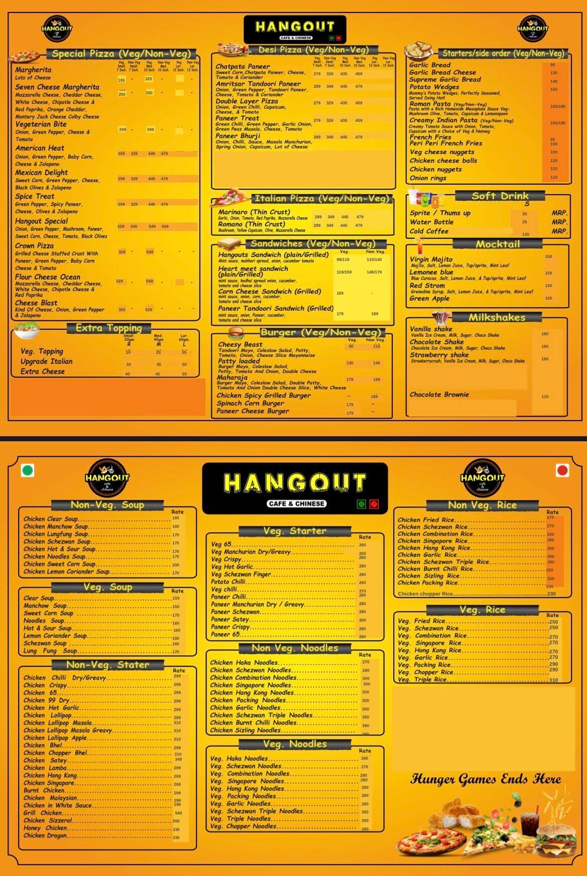 Menu of Hangout Cafe & Chinese, Palghar, Mumbai