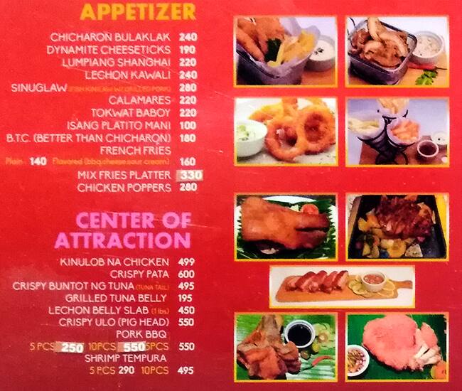 Menu at Music 21 Plaza restaurant, Pasay