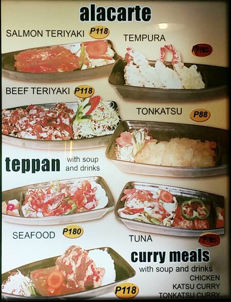 Menu at Samurai restaurant, Quezon City, 1110 Orchard Rd