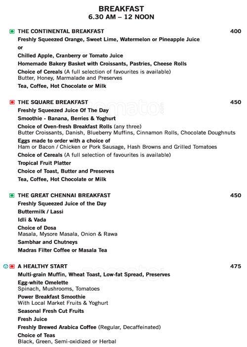 The Square - Novotel Menu, Menu for The Square - Novotel, Egatoor ...