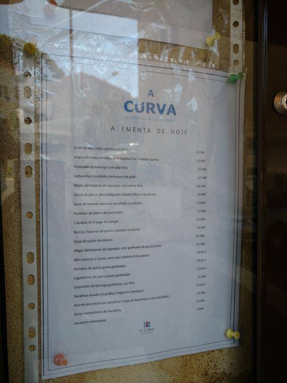 Menu at A Curva restaurant, Caxias, Av. Conselheiro Ferreira Lobo 28