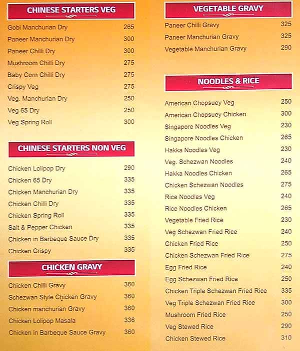 Menu at Reddy's, Pune, Saswad Road