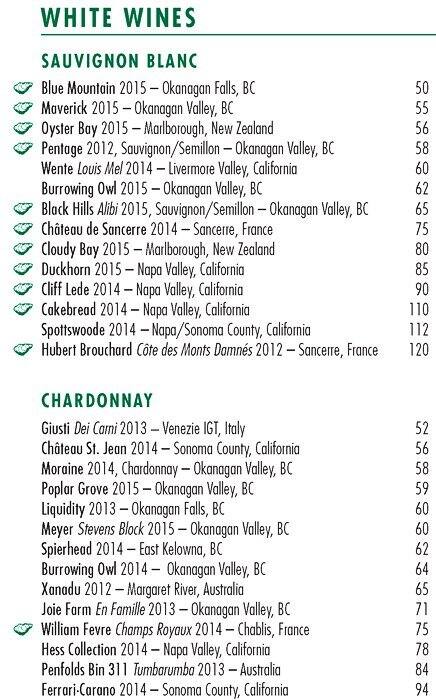 Menu at Joe Fortes Seafood & Chop House steakhouse, Vancouver, 777 ...