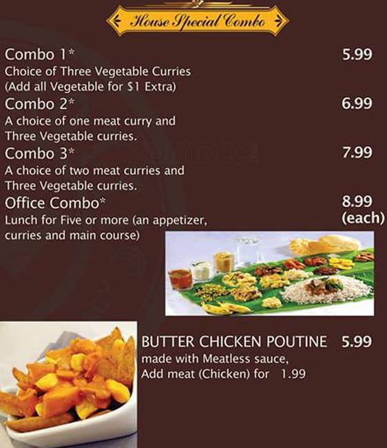 Menu at Kothu Rotti Restaurant, Ottawa