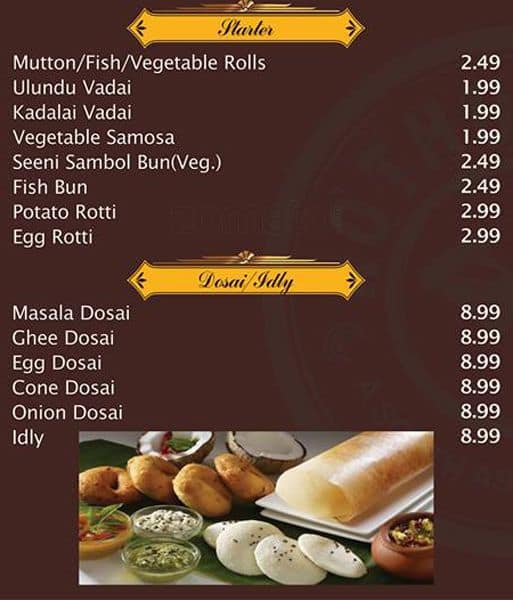 Menu at Kothu Rotti Restaurant, Ottawa