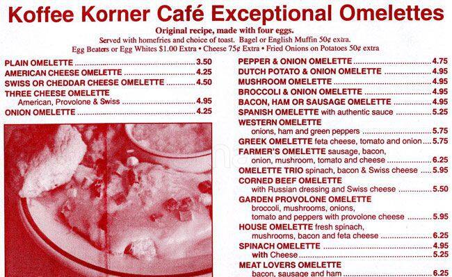 Menu at Koffee Korner Cafe, Lansdale, 201 N Broad St