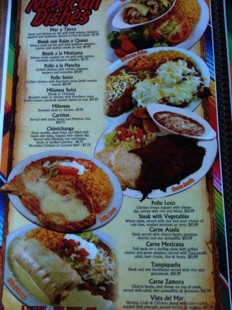 Menu at El Sombrero restaurant, Mascoutah