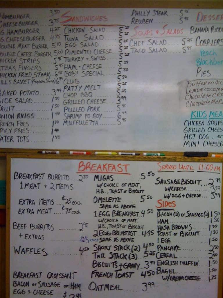 Menu at Mr T's Deli restaurant, San Angelo