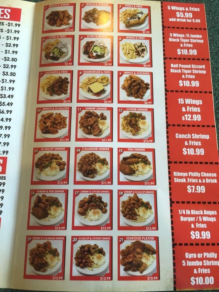 Menu at Tunis Seafood, Wings & Subs restaurant, Jacksonville ...