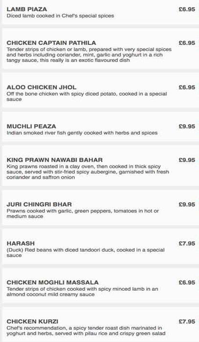 Menu at Red Chilli restaurant, Cardiff