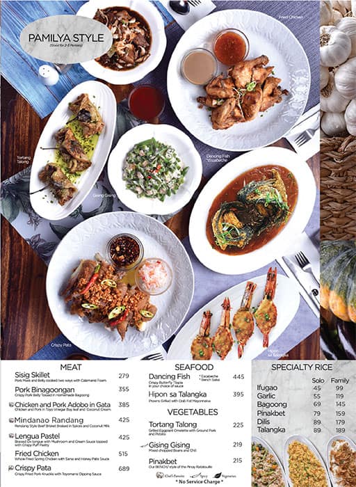 Menu at Bench Cafe, Quezon City