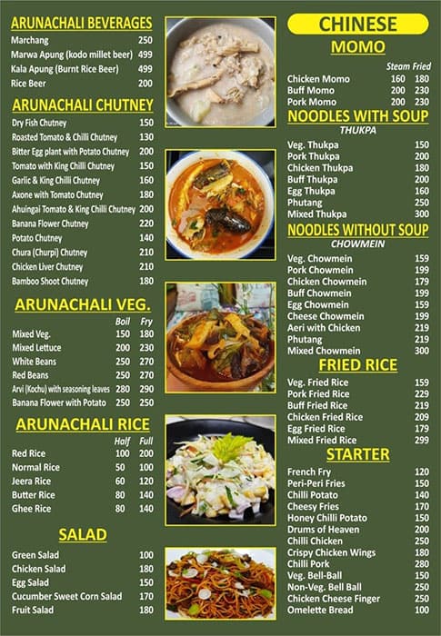 Menu of Arunachali Naloi's Restaurant & Cafe, Safdarjung, New Delhi