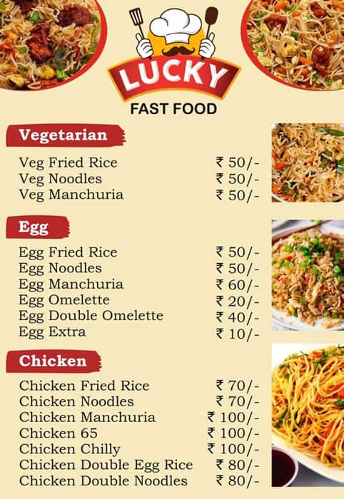Menu of Lucky Fast Food Center, Patancheru, Hyderabad