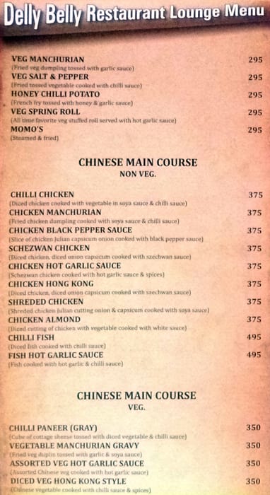 Menu at Delly Belly Lounge Bar, New Delhi, Shop No. 39