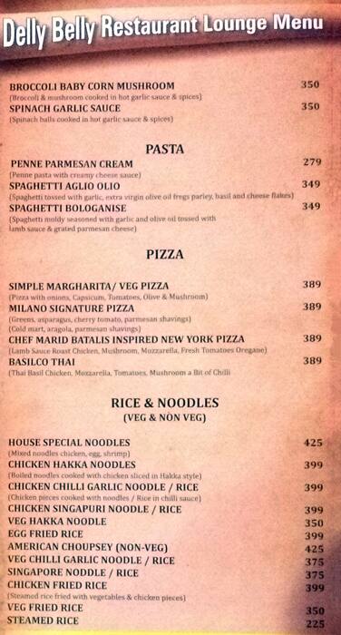 Menu at Delly Belly Lounge Bar, New Delhi, Shop No. 39