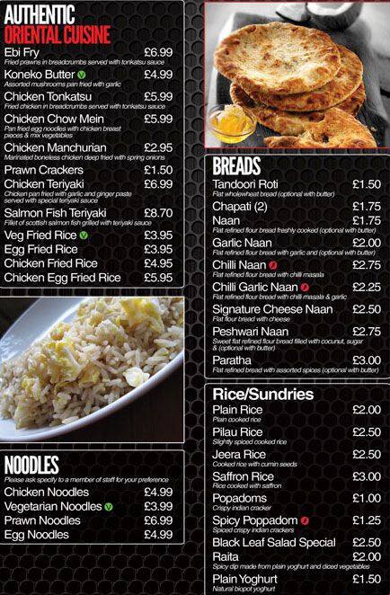 Menu at Black Leaf Lounge pub & bar, London, 163 Edgware Rd