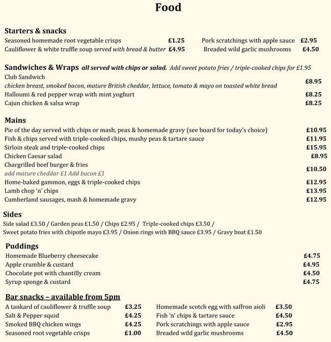 Menu at Magpie & Stump pub & bar, London