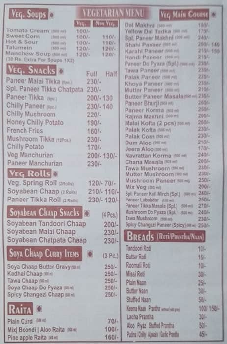 Menu of Chit Chat, Rohini, New Delhi