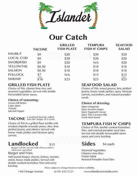 Menu at Matua's Sushi Bar & Islander Grill, San Diego