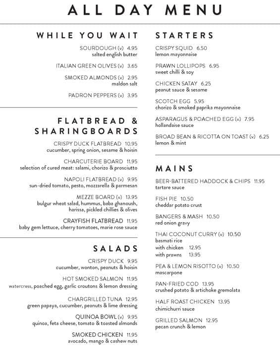The Sipping Room Menu, Menu for The Sipping Room, Canary Wharf, London ...