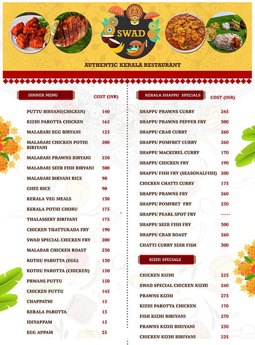 Menu at Swad Kerala Restaurant, Bengaluru, 8