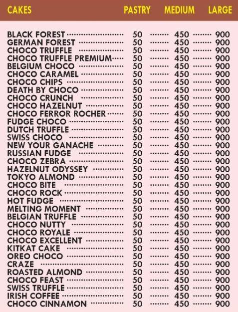 Menu of Cake Lab, Malad East, Mumbai