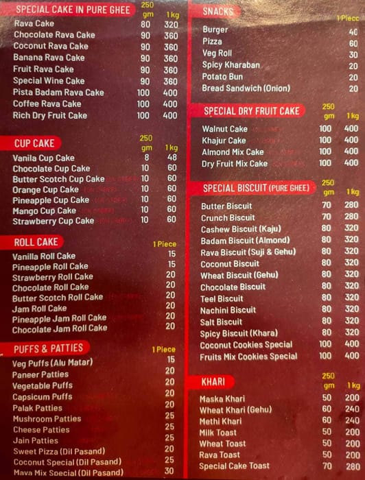 Menu of Bangalur Iyengar Bakery, Mulund East, Mumbai